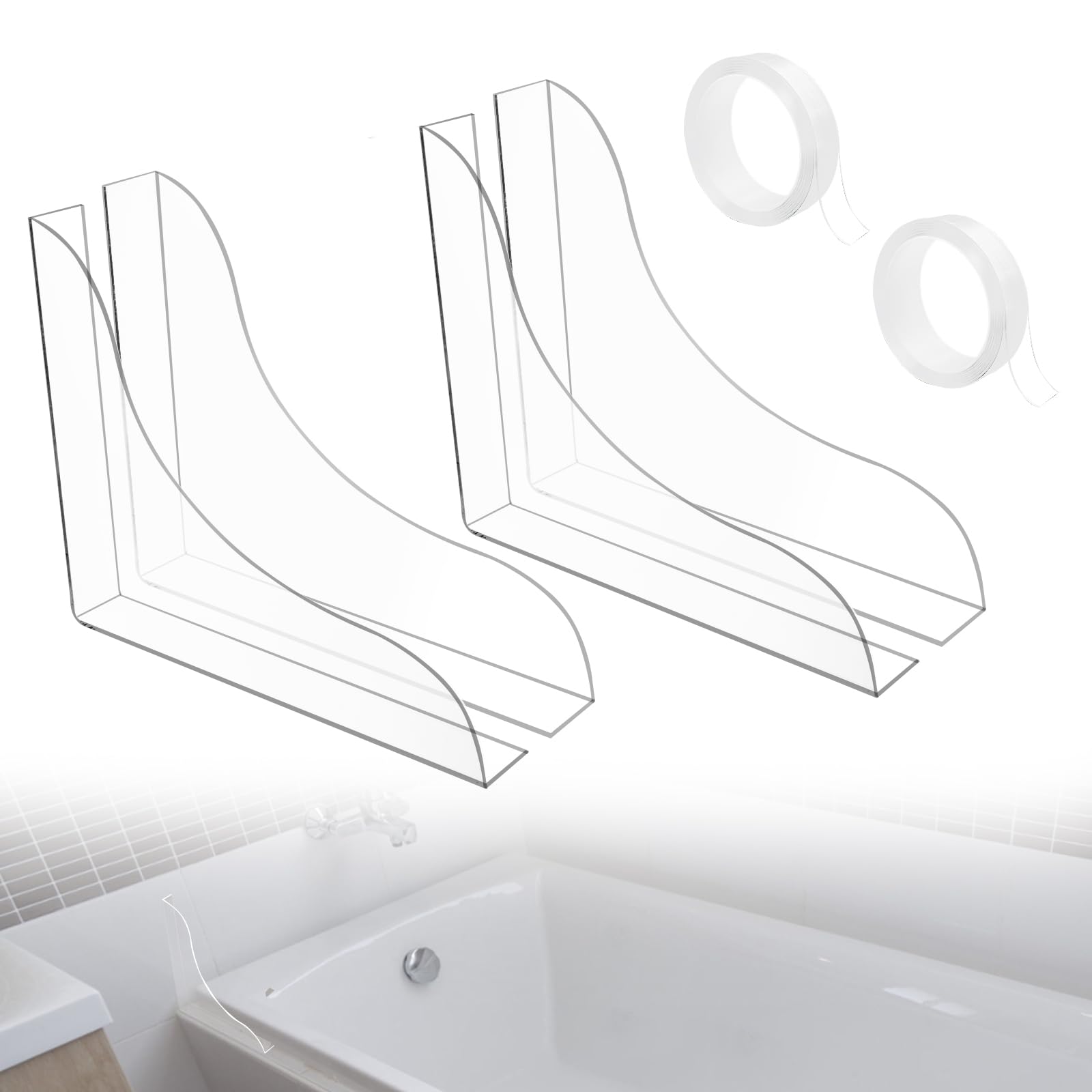 Amazon.com: Sankoly 4 Pack Acrylic Shower Splash Guard Clear Bath Tub ...