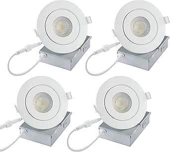 GREENLUX 4 Inch Gimbal Led Recessed Light,9W CRI90+ 2700K/3000K/3500K ...