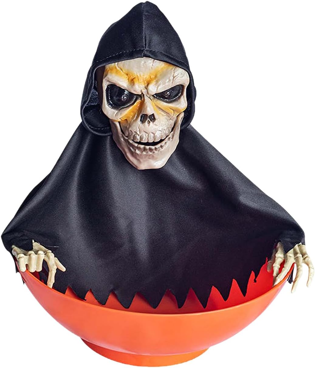 Amazon.com | Animated Halloween Skull Bowl,Spooky Halloween Candy Bowl ...