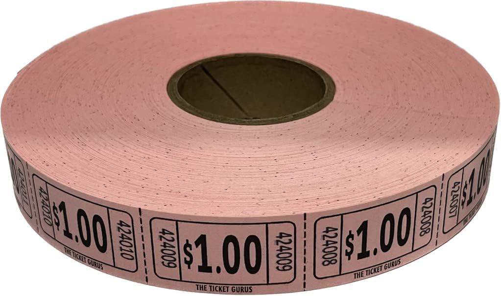 Amazon.com : The Ticket Gurus-roll of 2000 Pink $1.00 Tickets Single ...