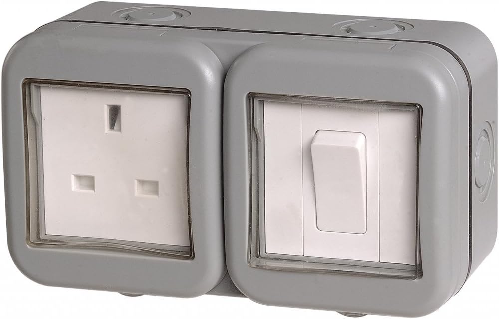 BG Electrical Weatherproof Outdoor Single Light Switch and Single Power ...