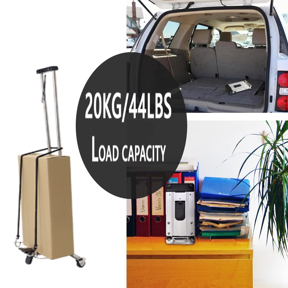 Japard 44lbs Load Capacity Foldable Hand Truck, Folding Travel Trolley ...