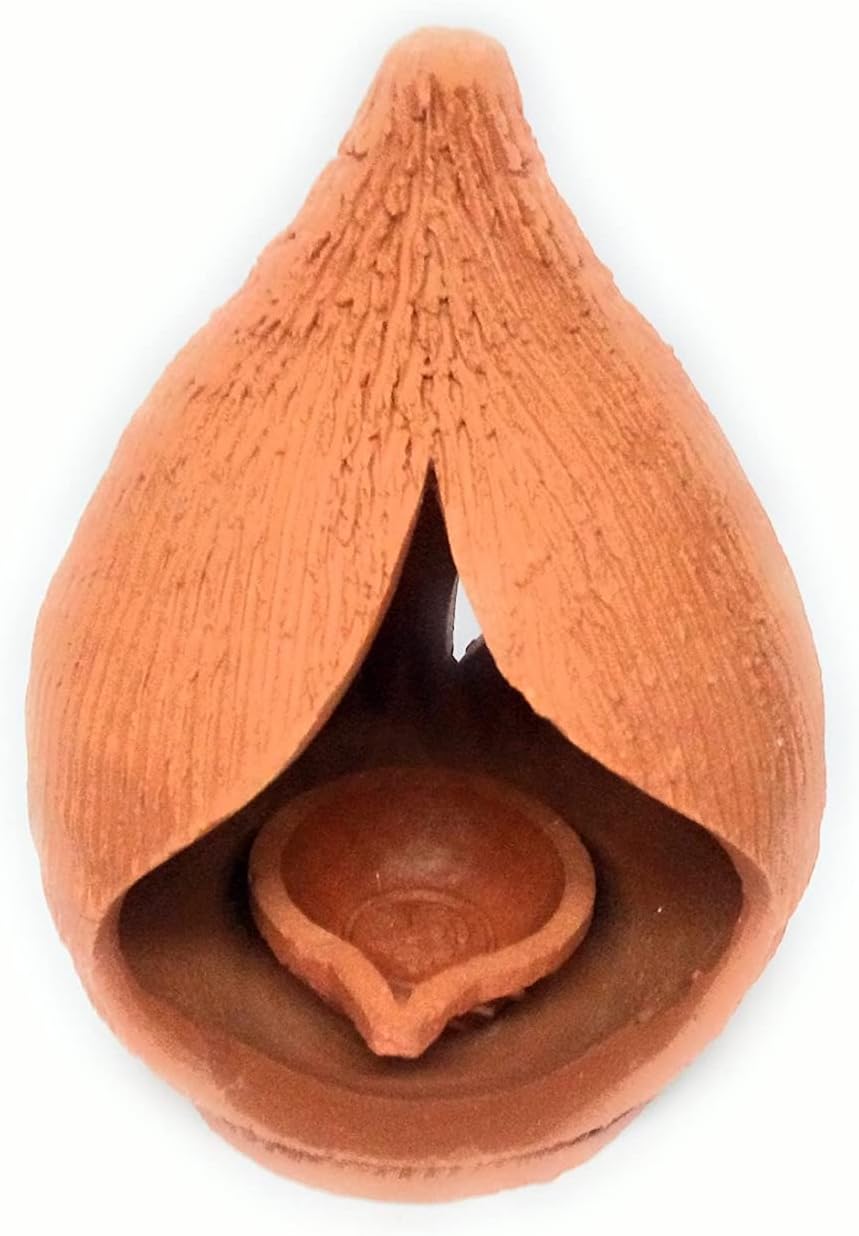 Buy Our Rural Diya with Cover - Clay Diya Pooja Lamp Online at Low ...