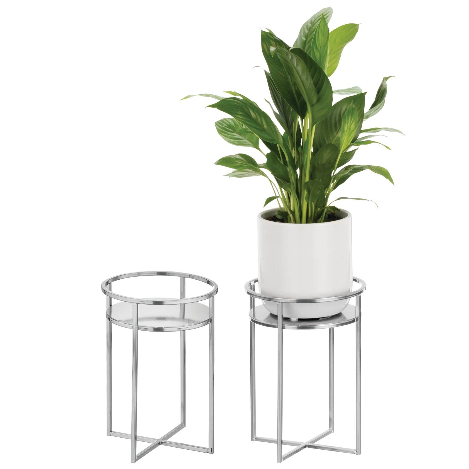mDesign Metal Mid Century Planter Indoor/Outdoor Stands for Planters ...