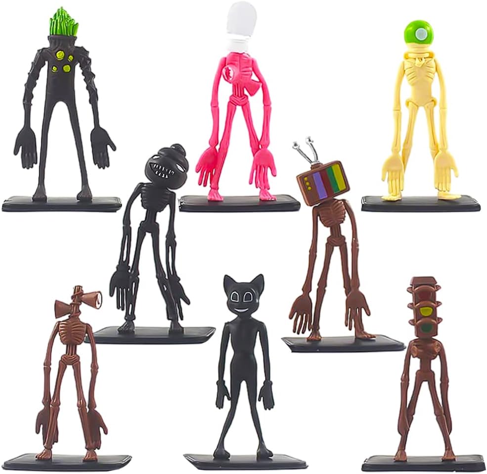Siren Head Figures Set, 8 PCS Siren Head Cake Topper Siren Head Figure ...