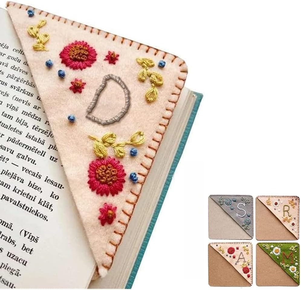 Amazon.com: Personalized Hand Embroidered Corner Bookmark,Felt Triangle ...