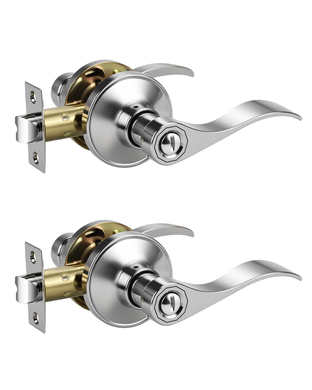 Snapklik.com : 2 Pack Wave Door Handle Interior Polished Chrome Round ...