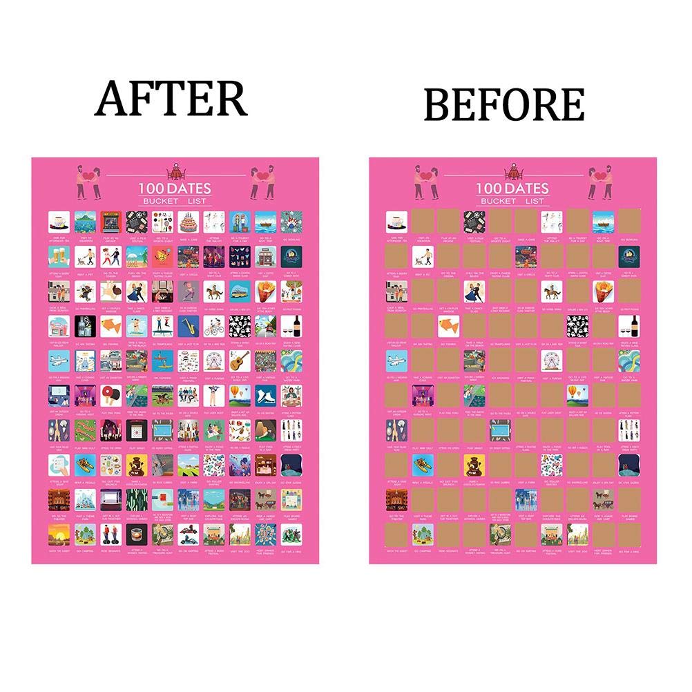 100 Dates Bucket List, 100 Dates Scratch Off Bucket List Poster ...