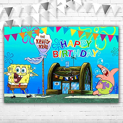 Buy Spongebob Backdrop 5x3 Happy Birthday Spongebob Background Under ...