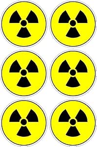 Radioactive symbols Safety sign - Pack of 6 100mm x 100mm Self adhesive ...