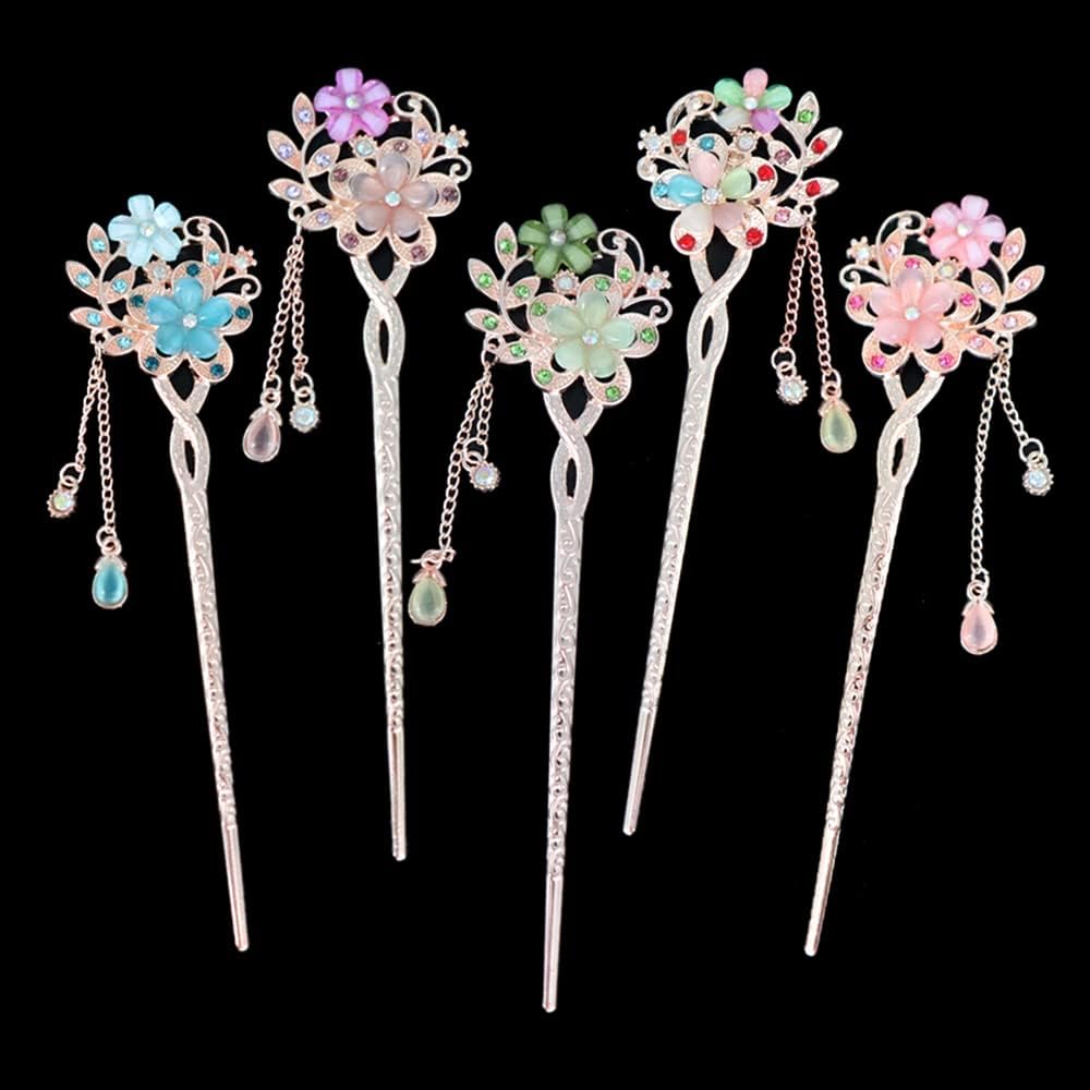 Amazon.com : 3 PACK Chinese Traditional Flower Hair Sticks Vintage ...