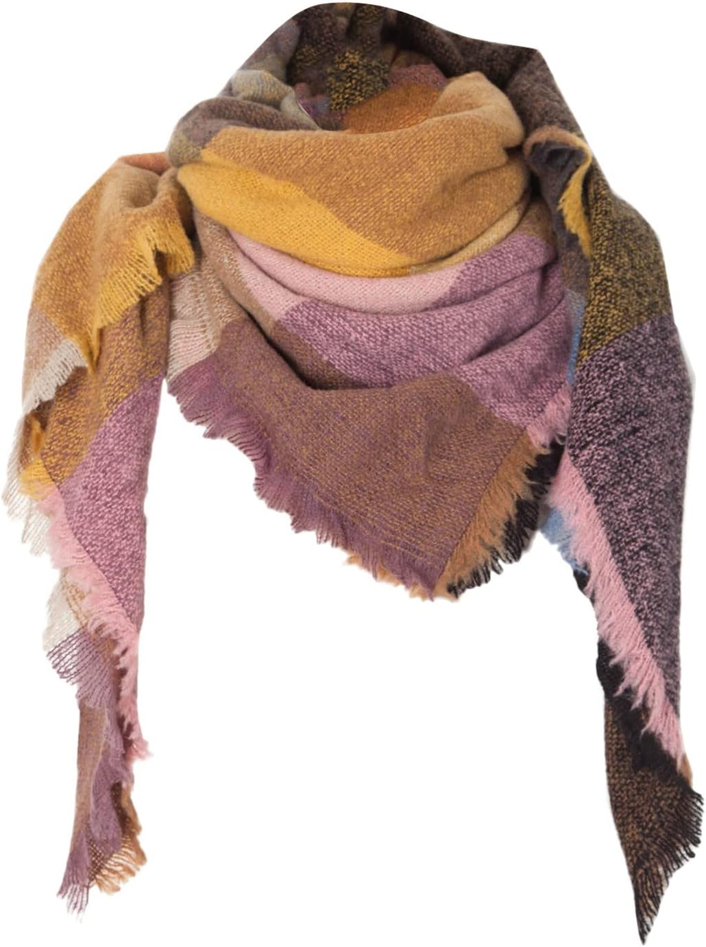 Amazon.com: Women Fall Winter Scarf Classic Tassel Plaid Scarf Warm ...