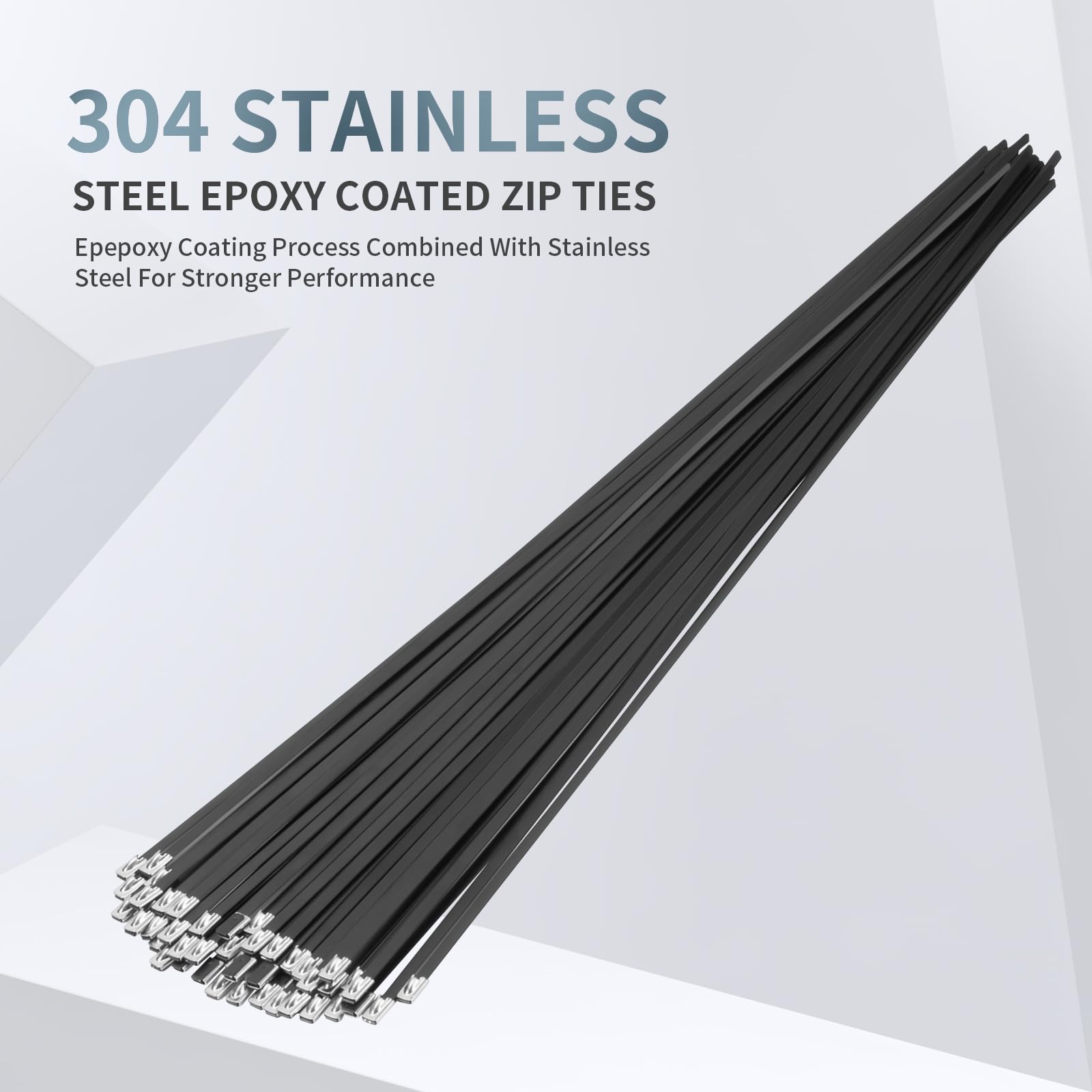 Snapklik.com : Armpow Metal Zip Ties Black 18 Inch 290LB 50pcs Heavy ...
