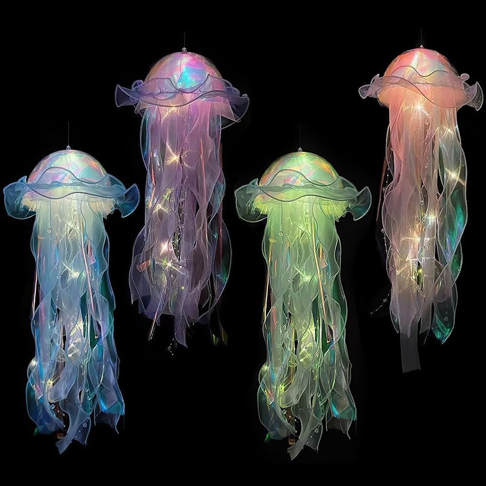 LUFEIS Jellyfish Light, 4PCS Hanging Jellyfish Lanterns, Creative ...