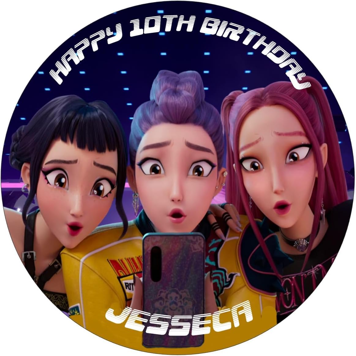 Kpop Demon Hunter, Huntrix Edible Cake Topper, Edible Icing E171 Free, 7.5 inch Cake Fit, Round ...