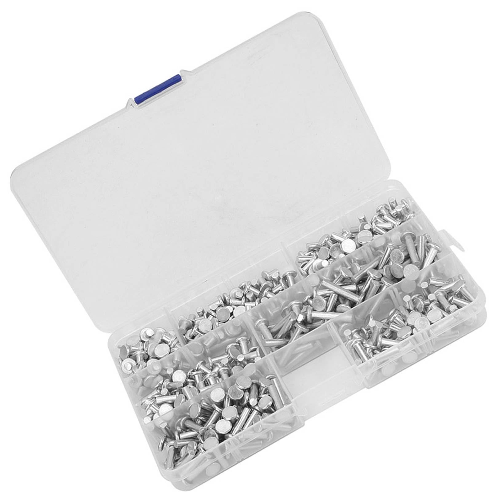 350pcs Flat Head Solid Rivets M4 Kit, Aluminum Rivets Set Length 4/6/8 ...