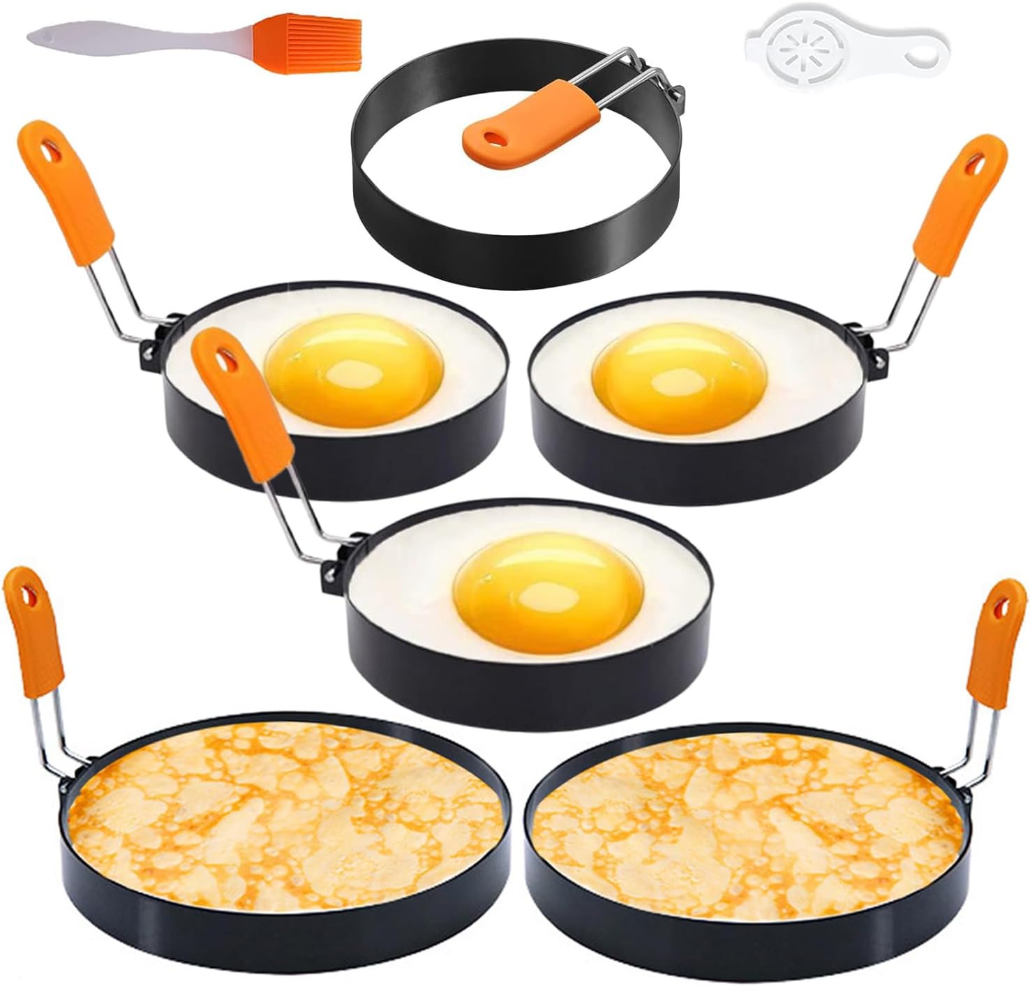 Amazon.com: 4-in-1 Non-stick Stainless Steel Egg Ring Set - 8" Omelette ...