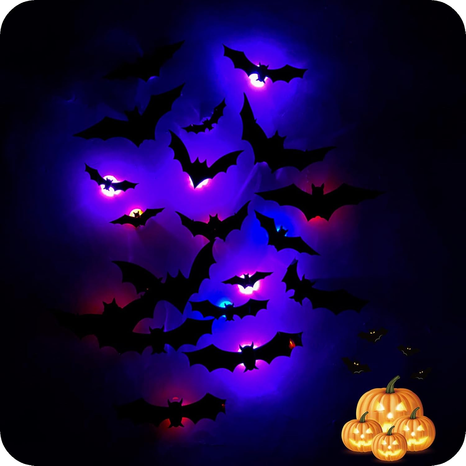 Amazon.com: 3D Bat Design LED Decoration, Halloween Decorations, Light ...