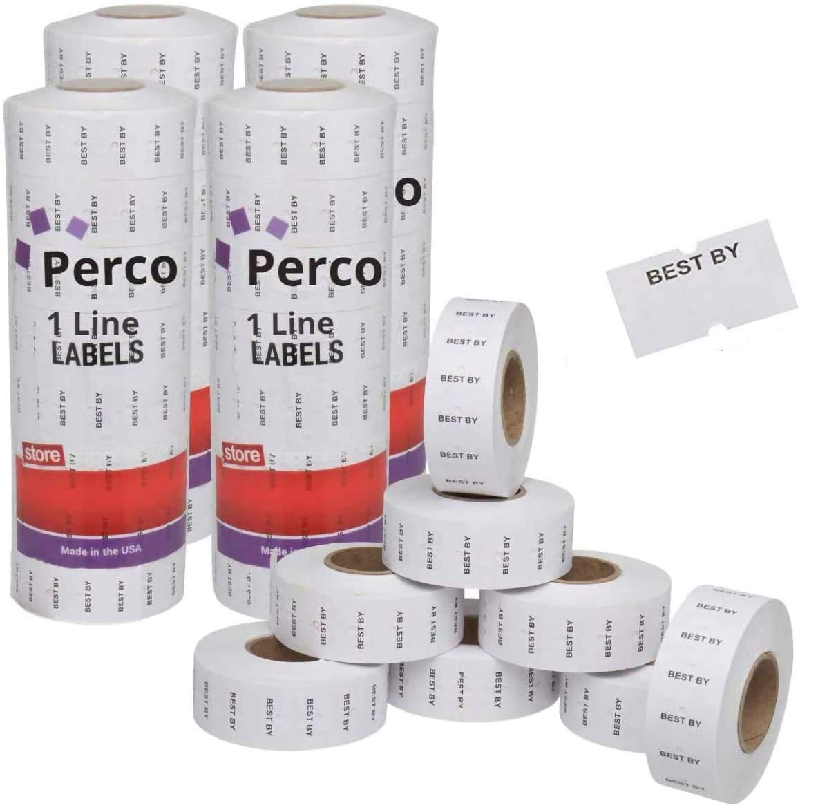 Snapklik.com : Perco "Best By" 1 Line Labels - 4 Sleeves