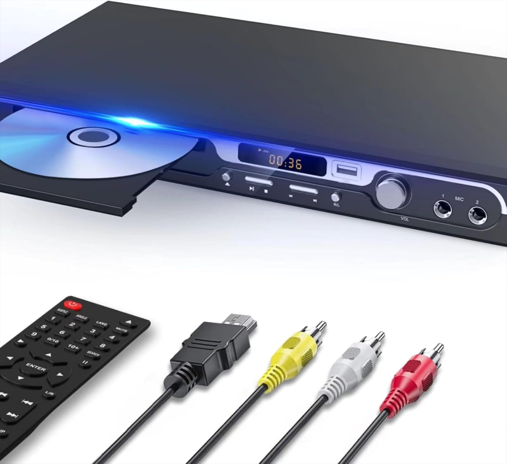 1080P HD DVD Player for TV, HDMI DVD Player with Dual Microphone Jack ...