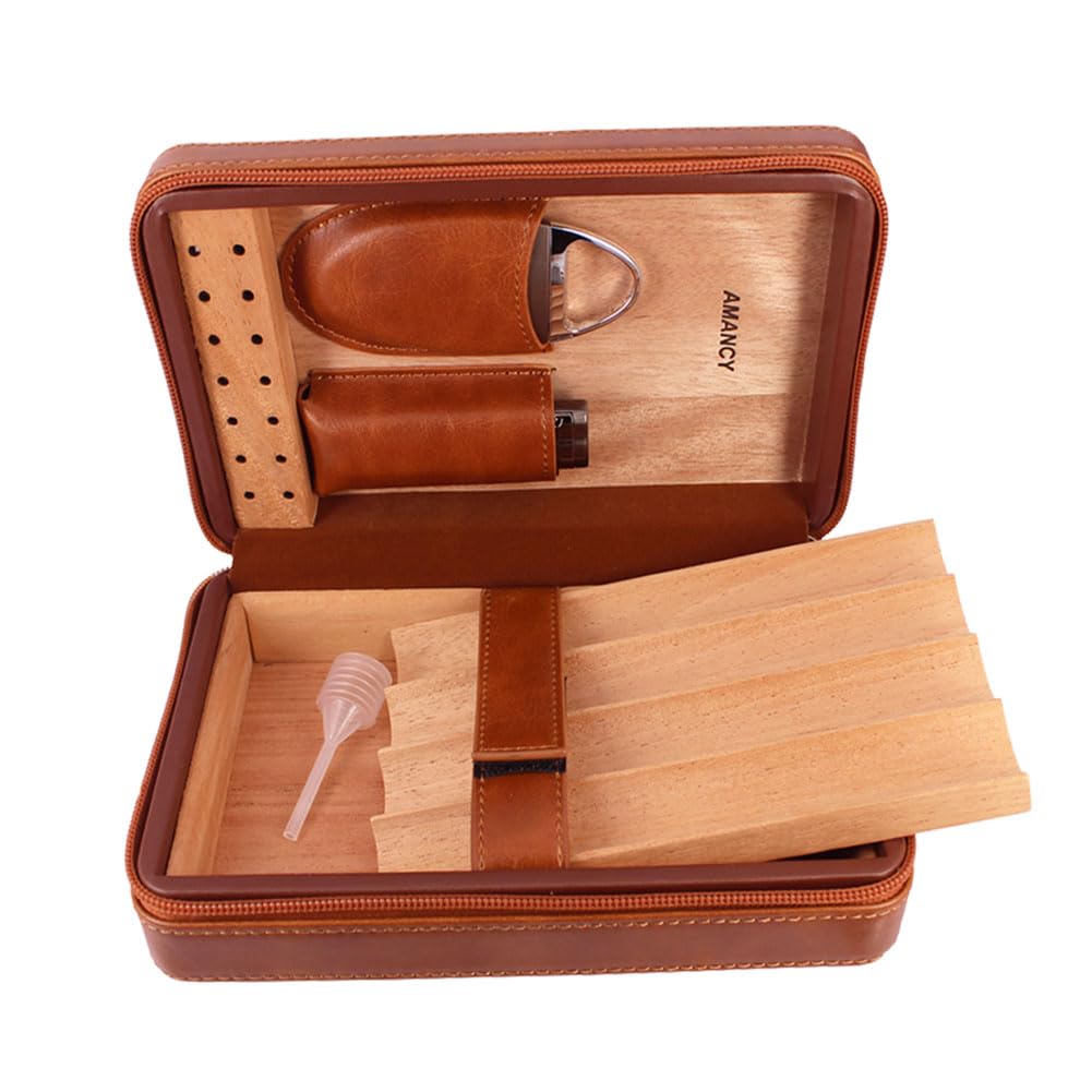 Snapklik.com : AMANCY Elegant Handmade Brown Leather Cedar Wood Lined 4 ...