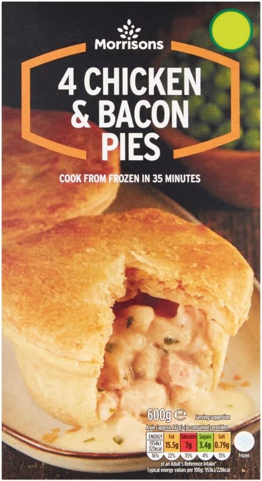 Morrisons Chicken & Bacon Pies 4 Pack, 600g (Frozen) : Amazon.co.uk ...