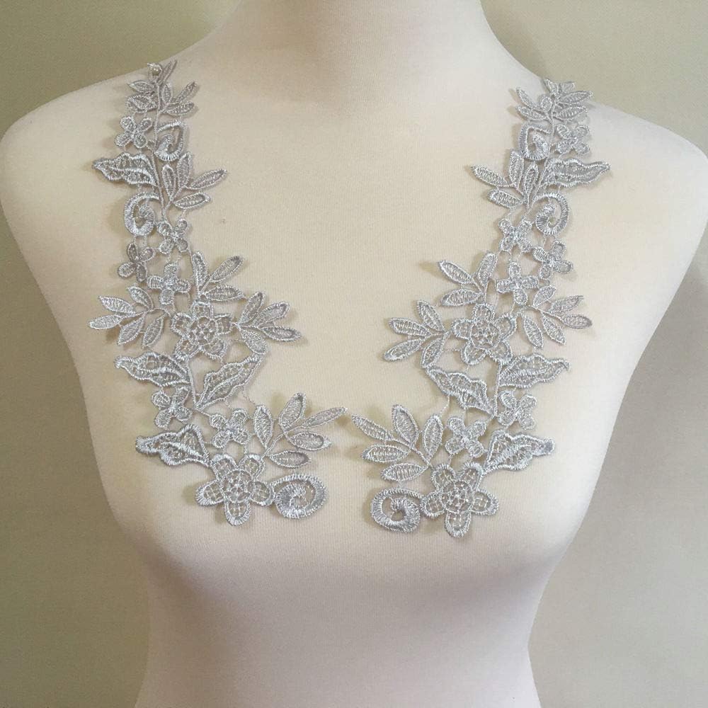 Amazon.com: Silver applique lace, bodice applique, Silver rhinestone ...