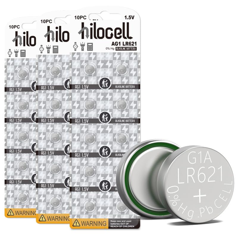 Amazon.com: hilocell SR621SW Watch Batteries 30 Pack, AG1 Button Cell ...