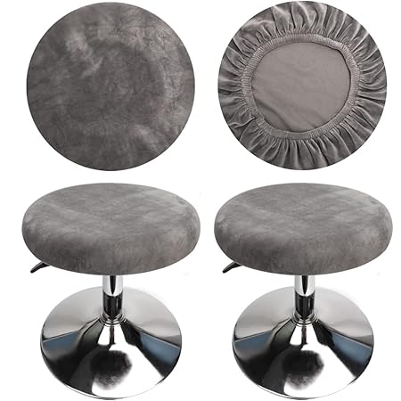 Amazon.de: HuaLiSiJi Hocker Bezug Rund Grau Luxuriöser Stoff ...