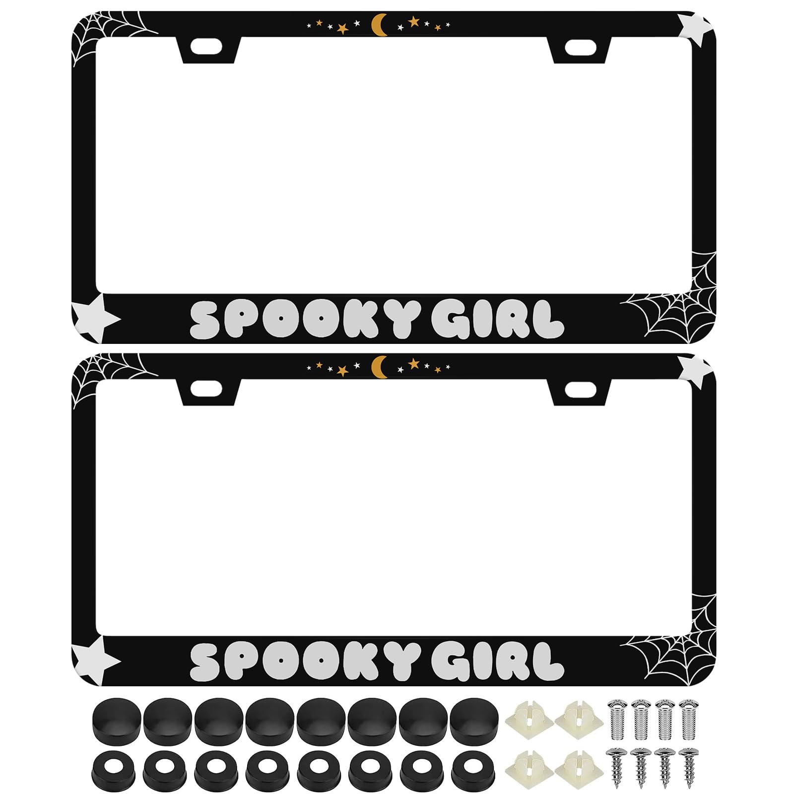 Amazon.com: 2Pcs Spooky Girl License Plate Frames Cover Holders ...