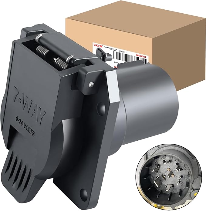 Amazon.com: CXTM 7 Pin Trailer Connector Socket Vehicle-Side 7 Way RV ...