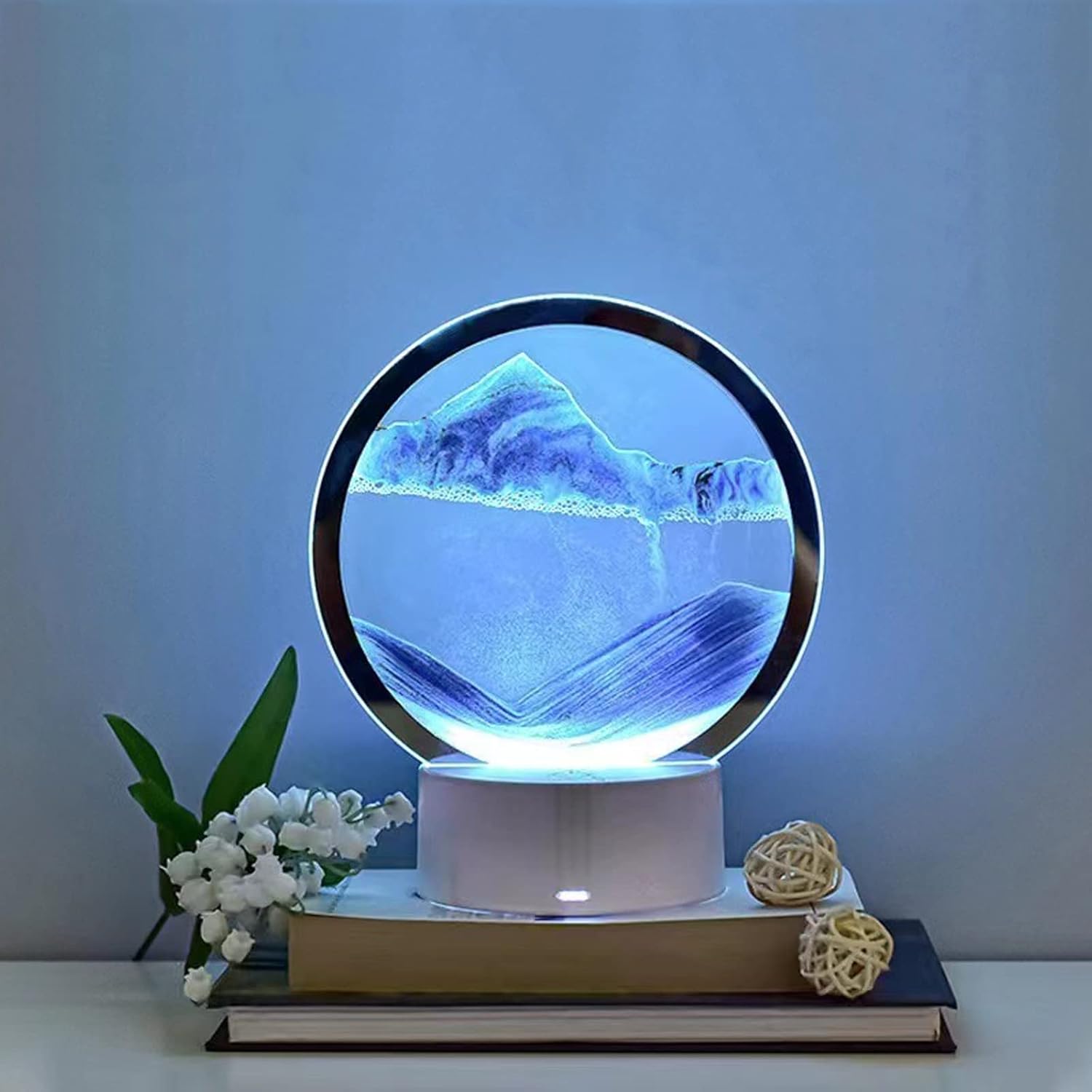Sandbild Zum Drehen mit Led Licht, 3D Sandscape Sanduhr Sandbilder Zum ...