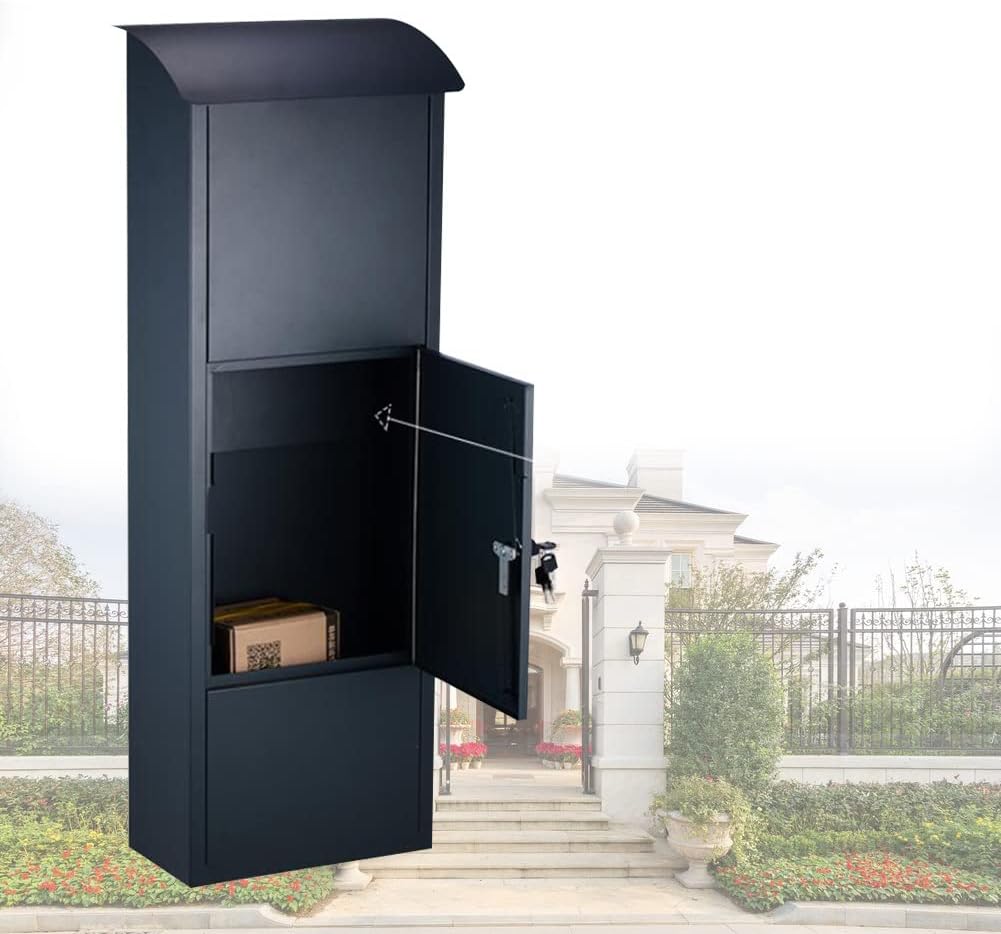Locking Parcel Delivery Box, Freestanding Packages Mailbox With Lock ...