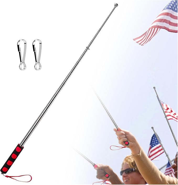 Amazon.com : smrtcol Telescopic Handheld Flagpoles with Clips 5'3 ...