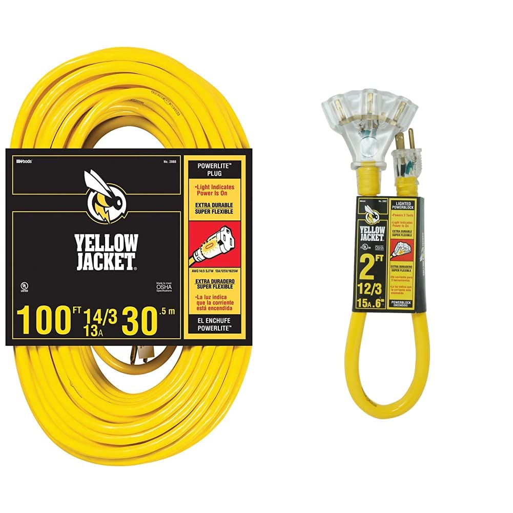 Yellow Jacket Extension Cord 50 Ft Outdoor 163 Electrical Red