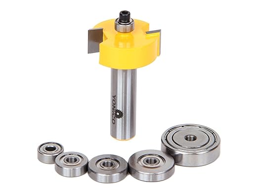 YONICO Rabbet & Bearing Router Bit Set 1/2-Inch Height with 6 Bearings ...