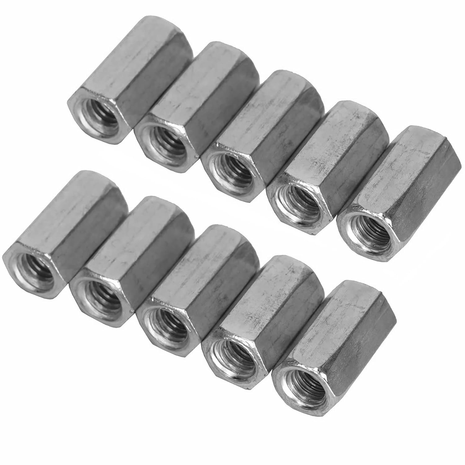 10pcs M6 x 18mm Long Rod Nut Hex Coupling Nuts, Zinc Plated Bolt ...