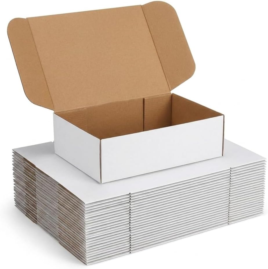Amazon.com : CRUGLA 12x9x3 White Shipping Boxes, 25 Pack Corrugated ...