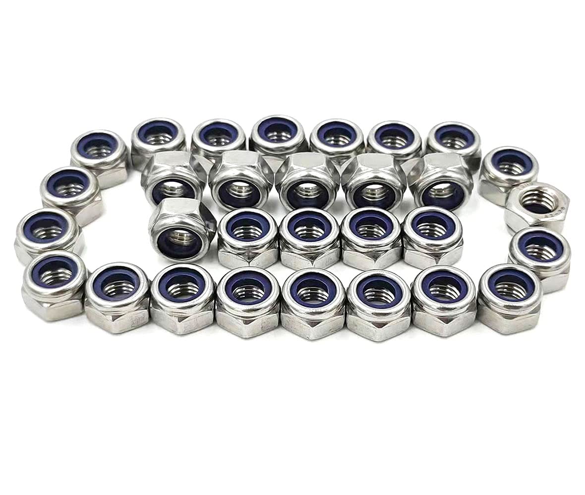 MUSIBO Lock Nuts M8 x 1.25mm (30Pcs) Metric Hex Locknut, 304 18-8 ...