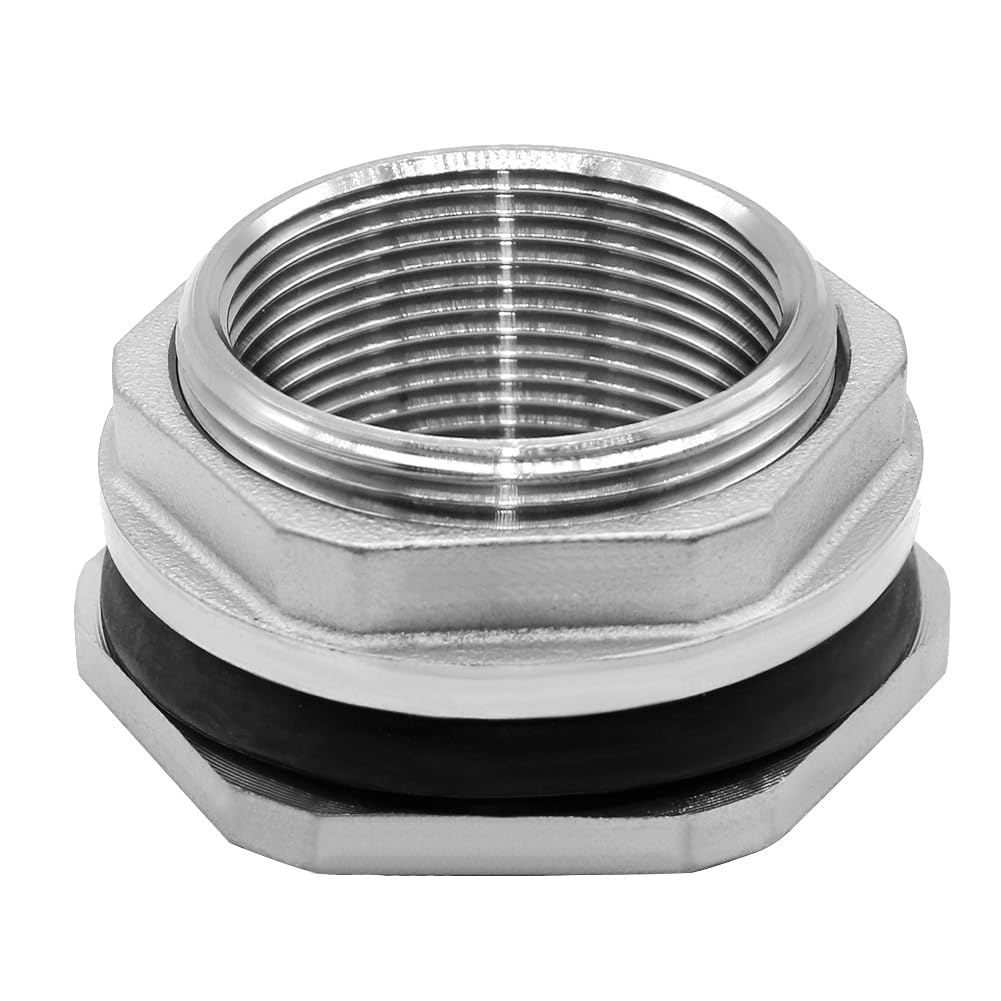 Amazon.com: Beduan 1.5" Female Bulkhead Water Tank Connector Stainless ...