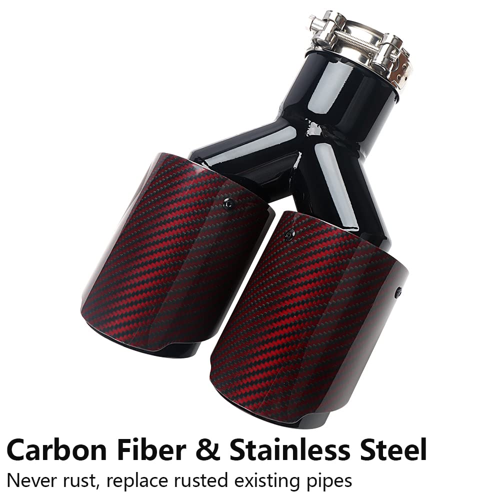 A-KARCK Carbon Fiber Exhaust Tip 2.5" Inlet to Dual 3.5" Outlet, High ...