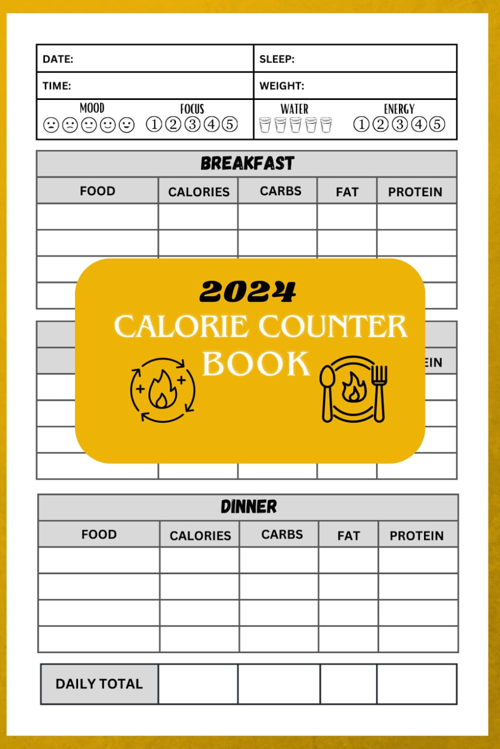 Calorie Counter Book 2024: Daily Tracking of Meals, Carbs, Calories ...