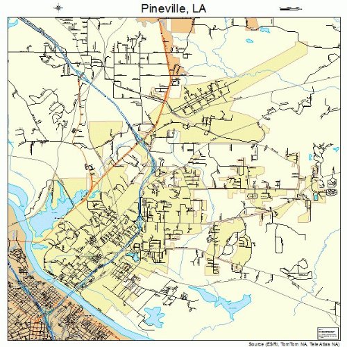Large Street & Road Map of Pineville, Louisiana LA - Printed poster ...