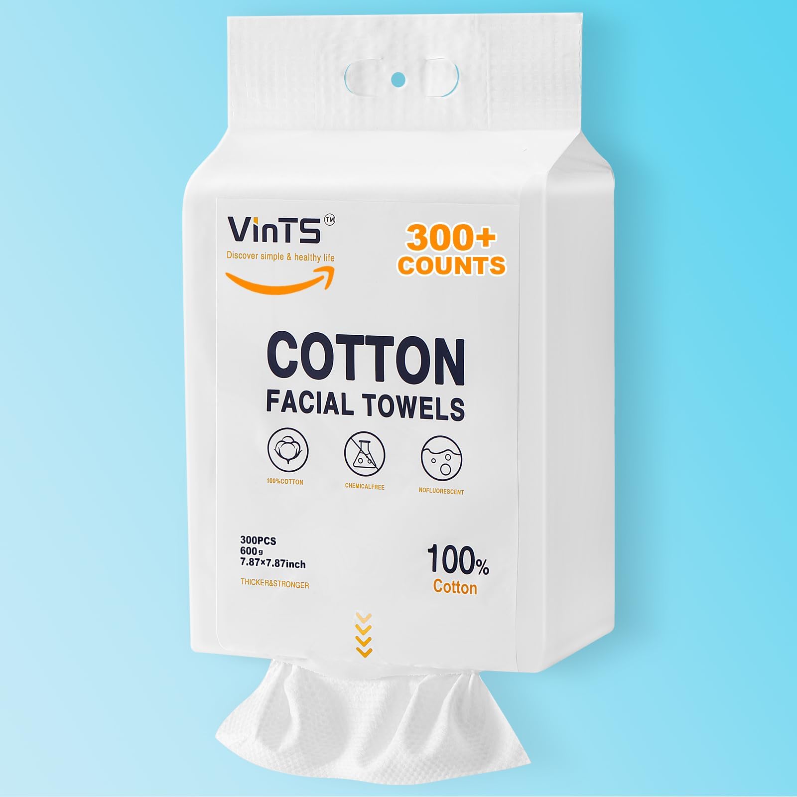 Amazon.com: VinTS Cotton Facial Towel Disposable, 300 Counts Oversized ...
