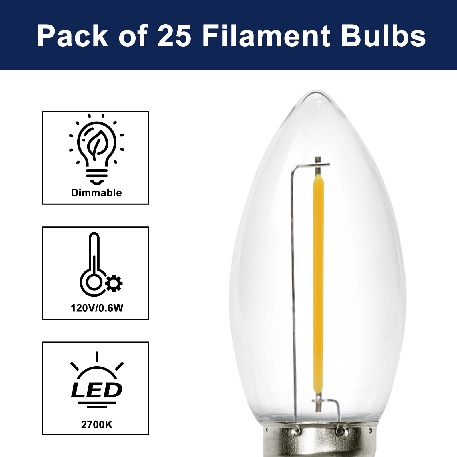 Snapklik.com : Echosari 25 Pack C9 Replacement LED Light Bulbs, E17 ...