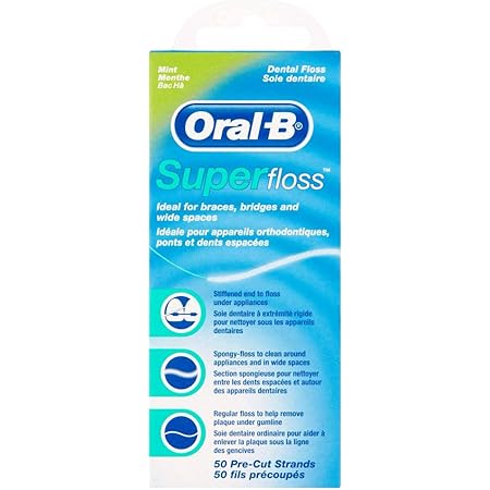 Amazon.com : Oral-B Super Floss, 50 Pre-Cut Strands, Mint (Pack of 3 ...