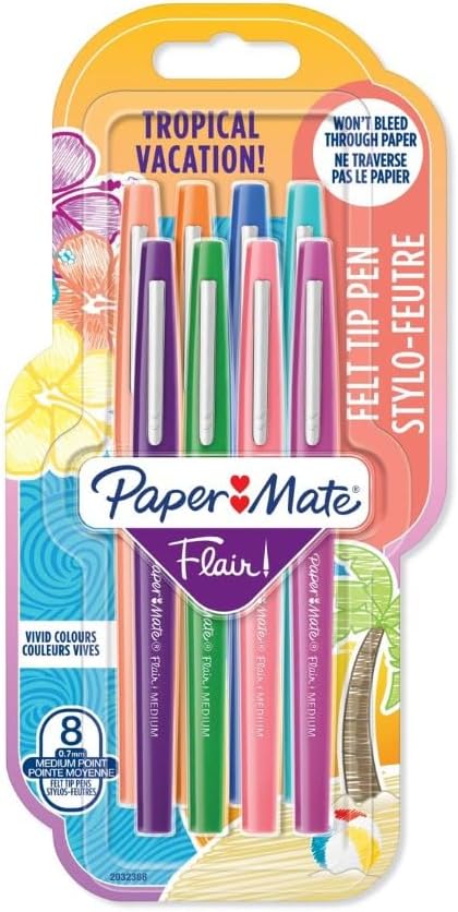 PAPERMATE Felt-Tip Pen 0.7 mm Medium Tip Assorted x 8 : Amazon.co.uk ...