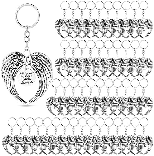 Amazon.com: Therwen 200 Pcs Guardian Angel Keychain Silver Angel Charm ...