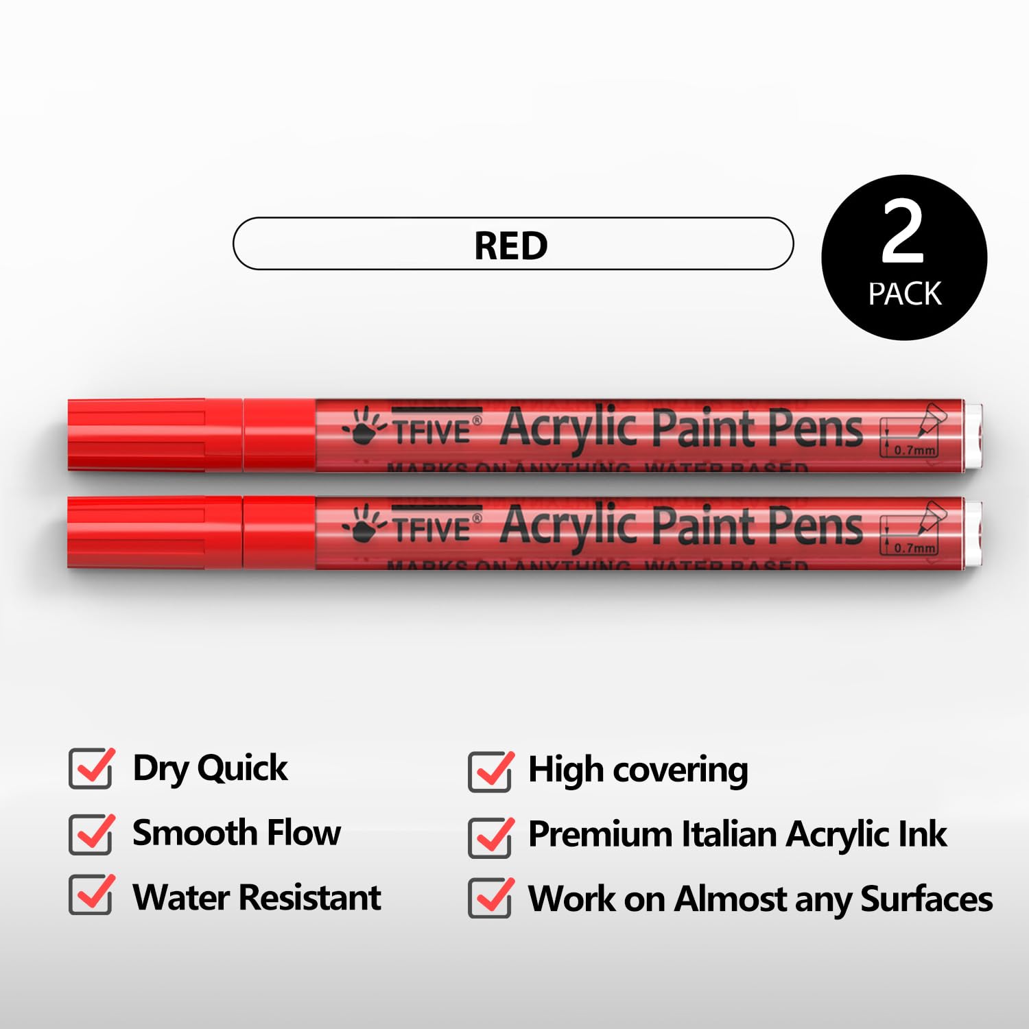 Snapklik.com : Red Paint Pens - 2 Pack Acrylic Permanent Markers, 0.7mm ...