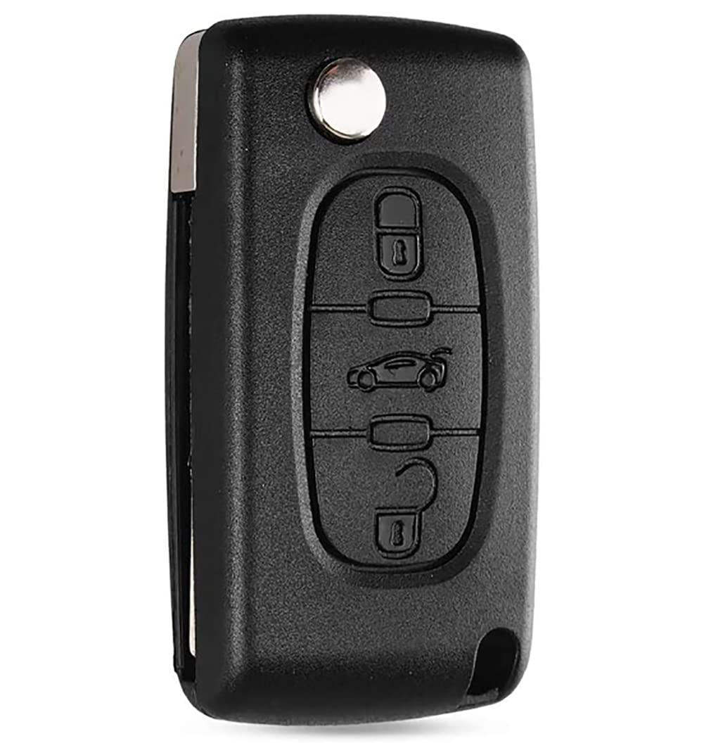 3 Buttons Car Key Fob Case Replacement Compatible for Peugeot 107 207 ...